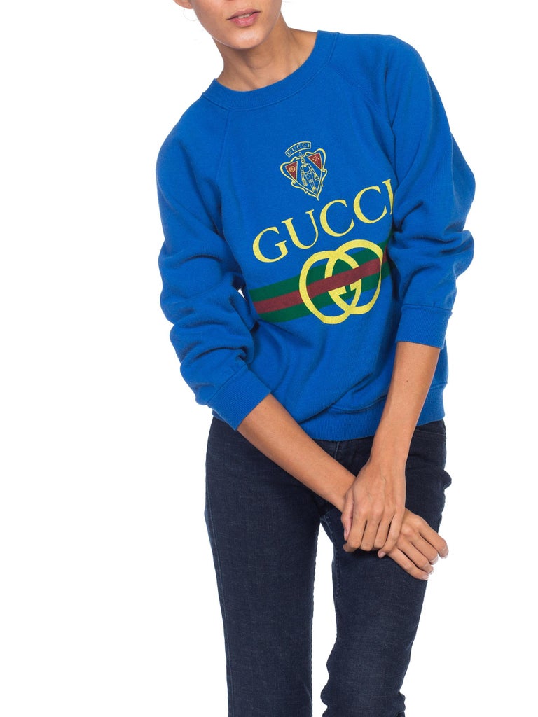 1980s Blue Bootleg Gucci Sweatshirt at 1stDibs