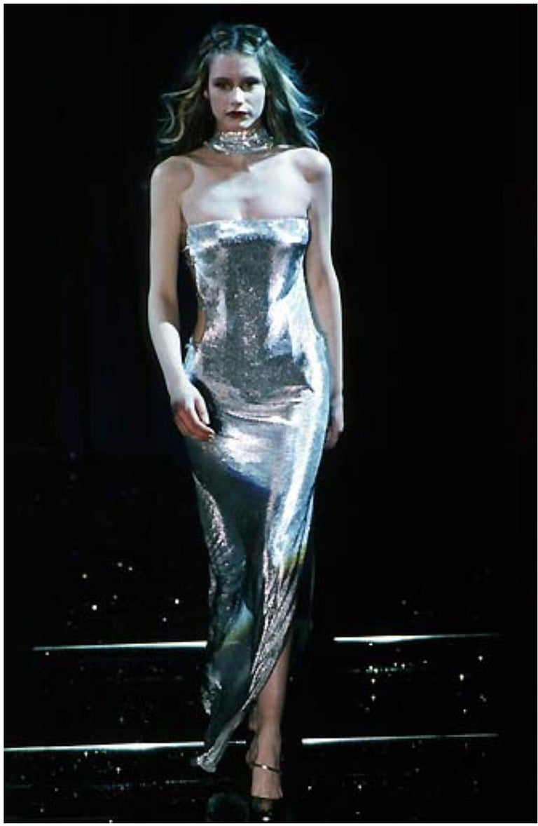 Gianni Versace Couture Metal Mesh Backless Dress with Crystals NWT at ...