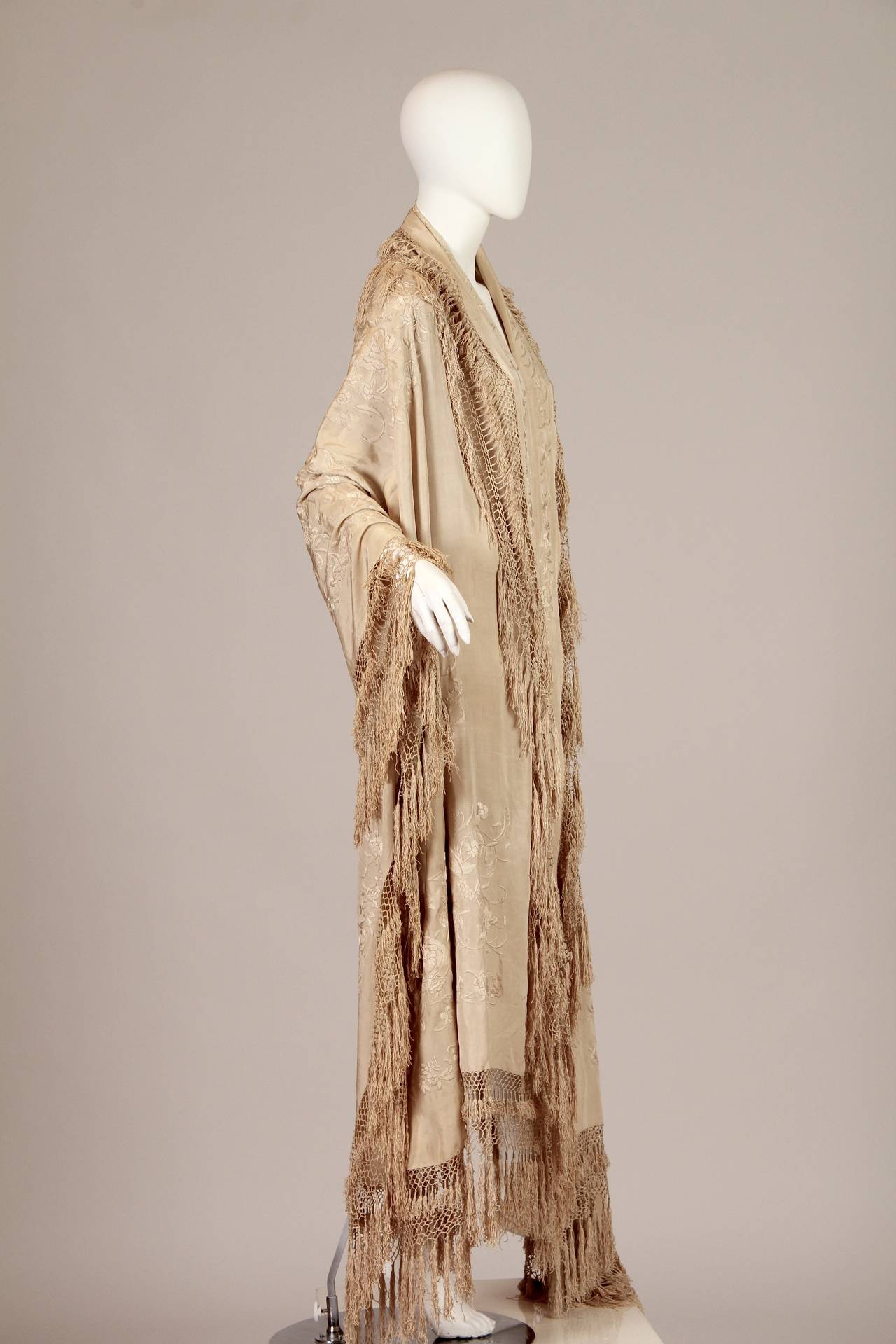 Antique Victorian Chinese Embroidered Fringe Shawl Valance For Sale at ...