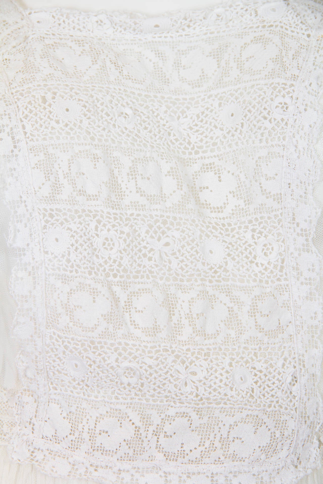1910s Cotton Net Dress with Irish crochet and lace trim at 1stDibs