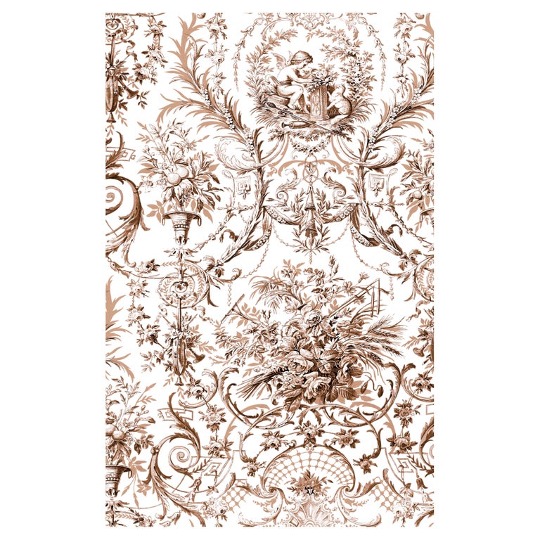 Morphew Abode Ivory and Sepia Baroque L'amour Wallpaper For Sale at 1stDibs