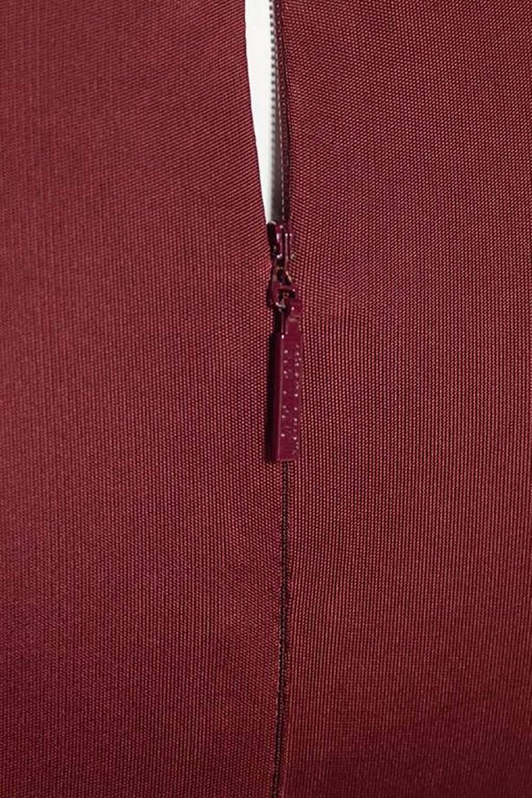 2000S ROBERTO CAVALLI Burgundy Rayon Jersey Long Sleeve Side Cut-Out ...