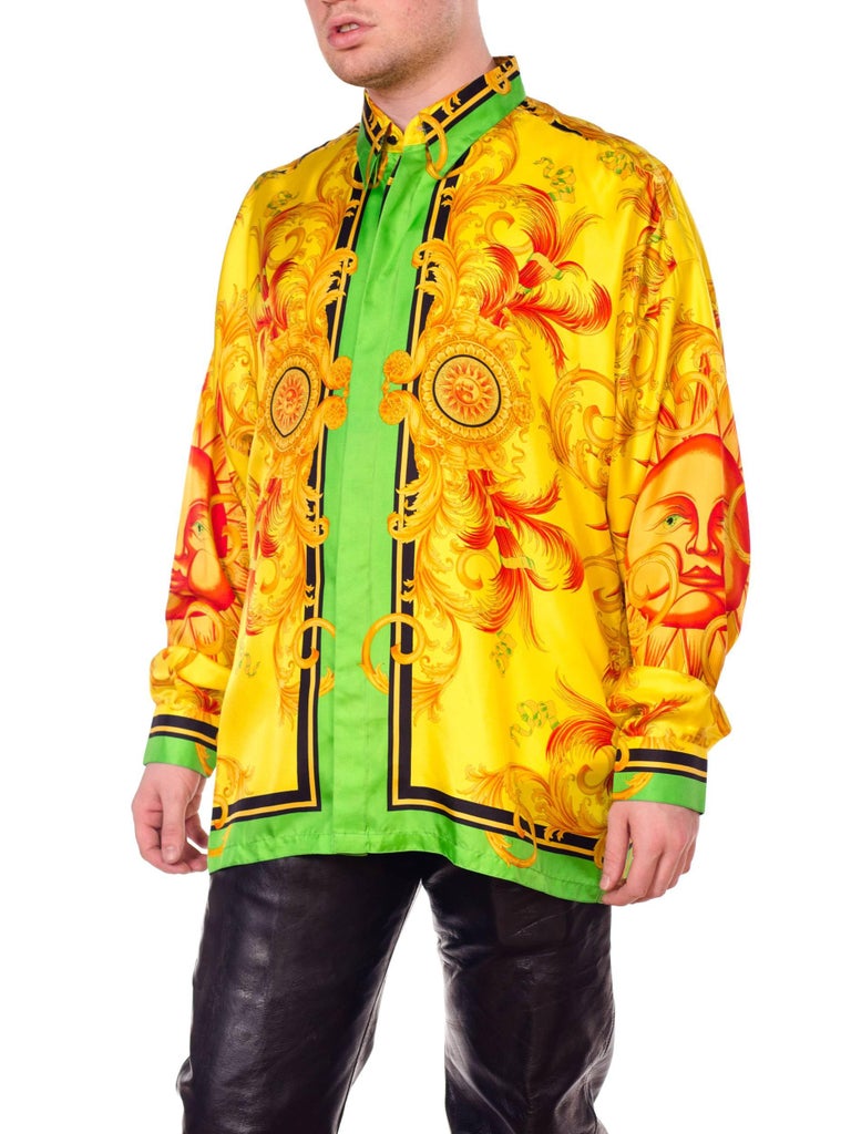 Versace Yellow Baroque Sun Silk Shirt at 1stDibs | versace yellow shirt