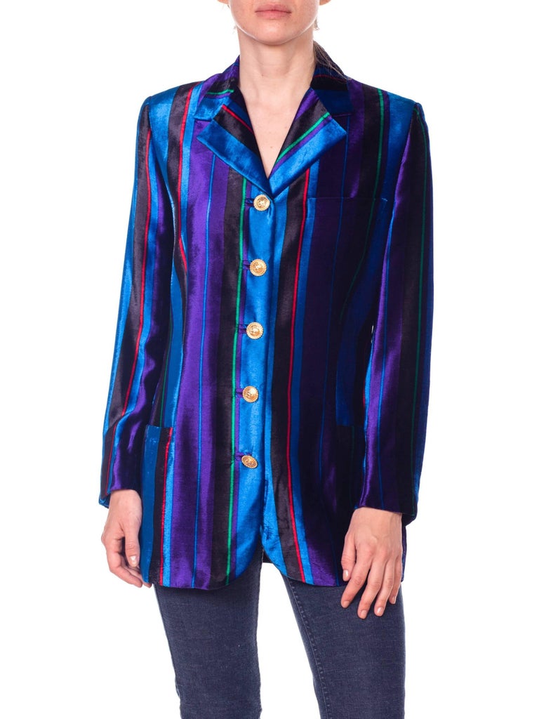 Gianni Versace Couture Striped Velvet Blazer, Fall 1993 For Sale at 1stDibs