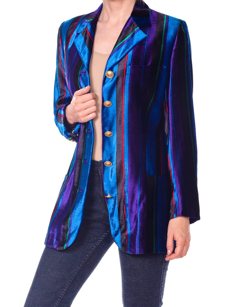 Gianni Versace Couture Striped Velvet Blazer, Fall 1993 For Sale at 1stDibs