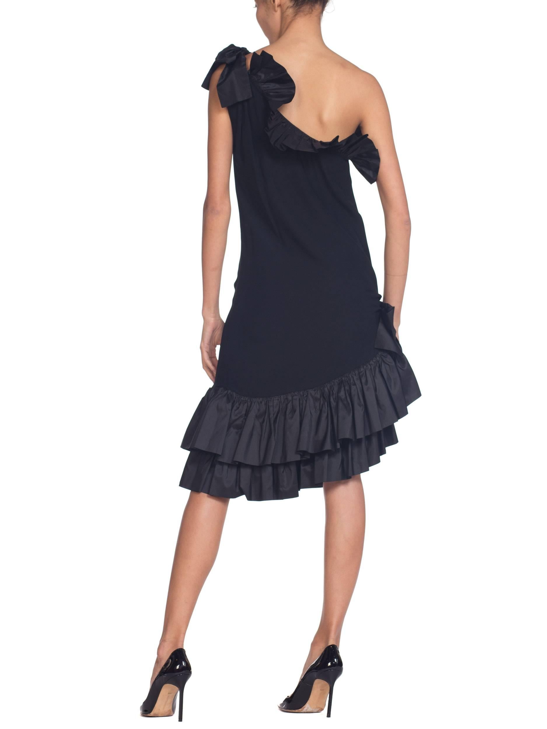 Yves Saint Laurent YSL 1980 black crepe and silk taffeta ruffles LIB at ...