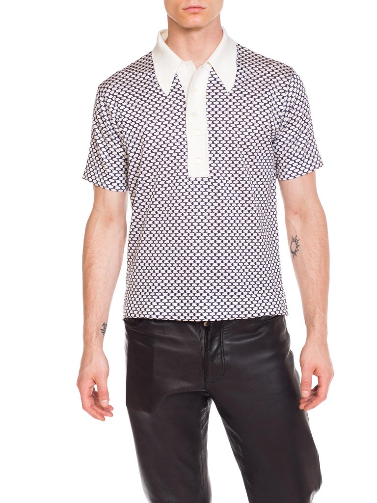 1960s Mens' Rat-Pack Knit Shirt With Small Gucci Style Print at 1stDibs ...
