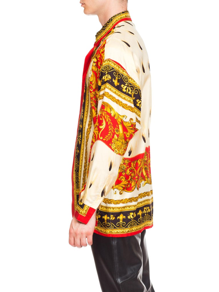 1990s Mens Gianni Versace Baroque King of the World Silk Shirt at 1stDibs