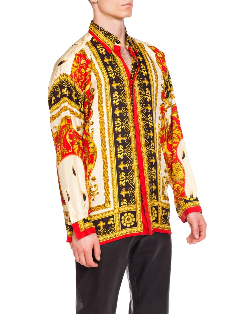 1990s Mens Gianni Versace Baroque King of the World Silk Shirt at 1stDibs