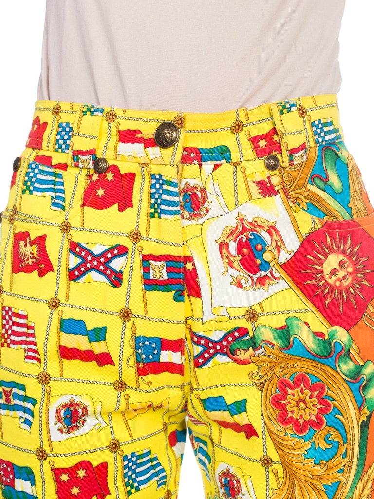 1990S GIANNI VERSACE Yellow and Orange Cotton Miami Collection ...