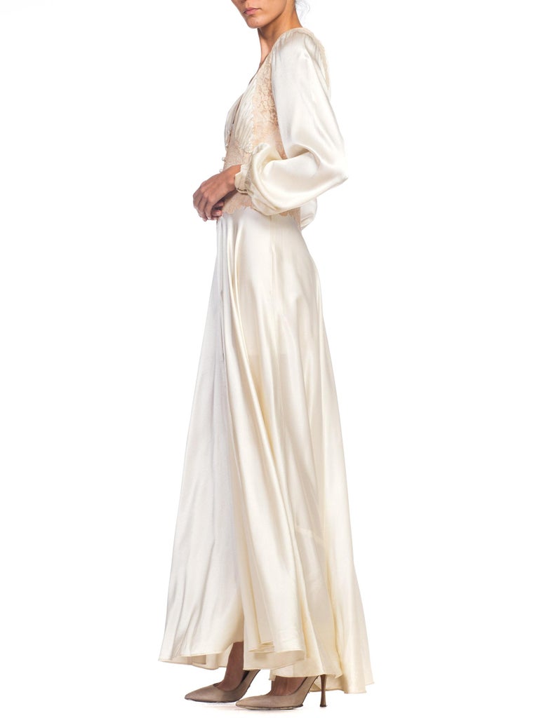 1930s 1940s Satin and Lace Negligee Slip Dress Robe at 1stDibs | 1940s ...
