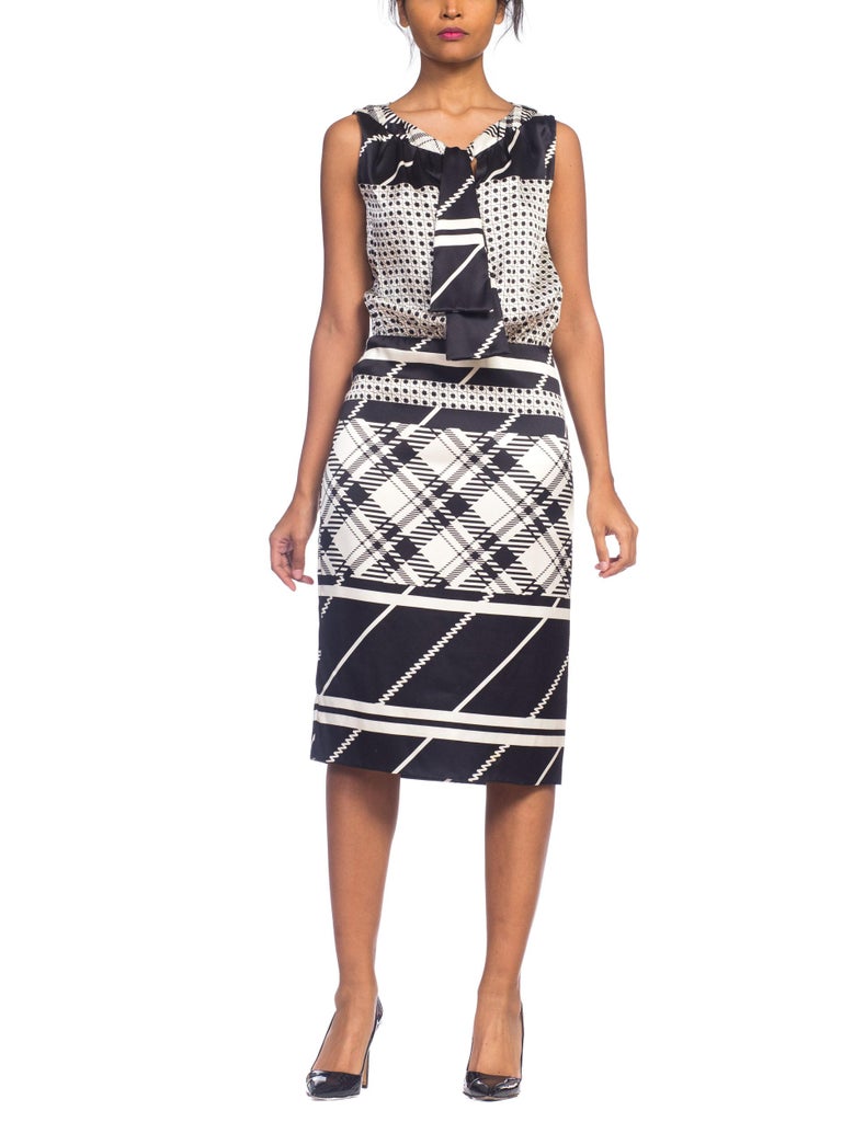 Tuleh by Bryan Bradley Black and White Satin Prototype Dress at 1stDibs