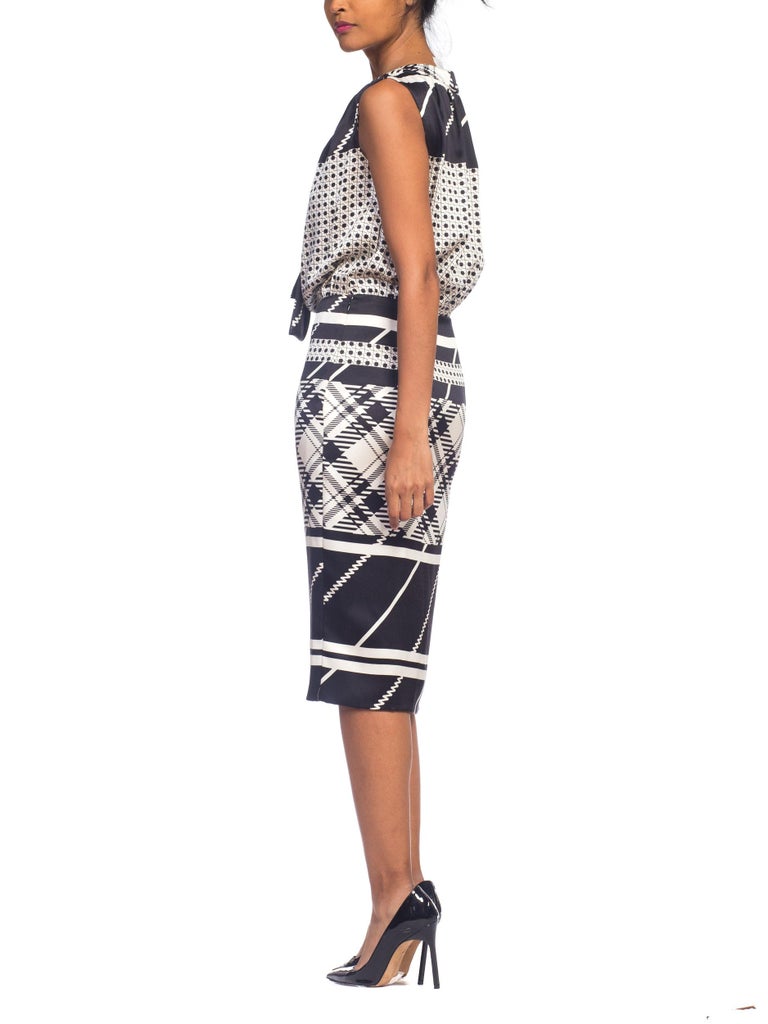 Tuleh by Bryan Bradley Black and White Satin Prototype Dress at 1stDibs