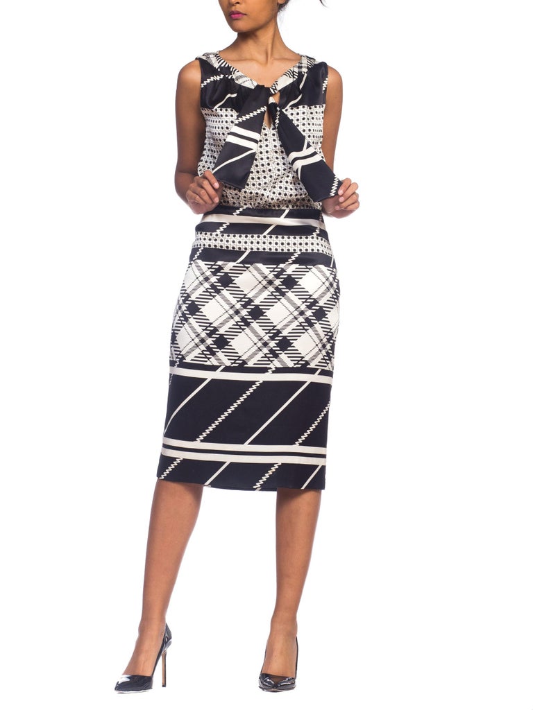 Tuleh by Bryan Bradley Black and White Satin Prototype Dress at 1stDibs