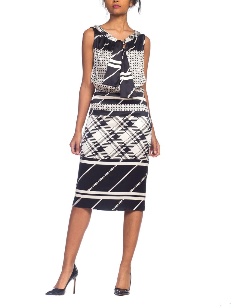 Tuleh by Bryan Bradley Black and White Satin Prototype Dress at 1stDibs