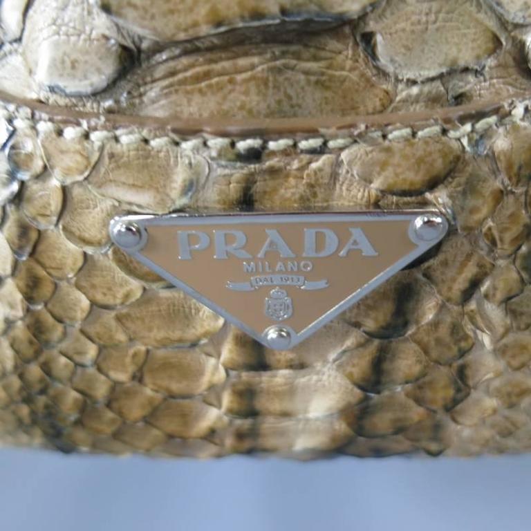 PRADA Tan Python Snake Skin Striped Belt Buckle Shoulder Bag at 1stDibs ...