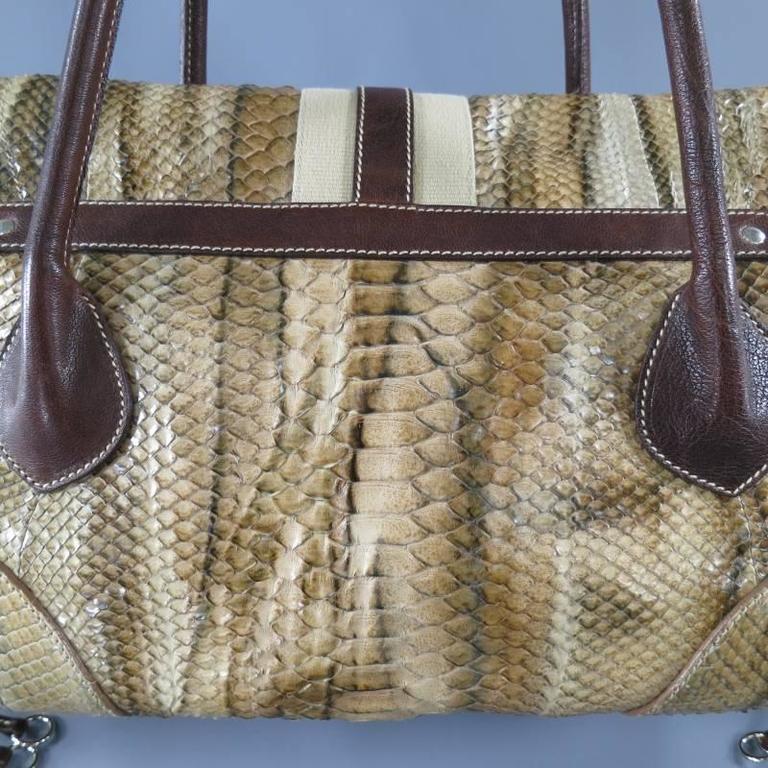 PRADA Tan Python Snake Skin Striped Belt Buckle Shoulder Bag at 1stDibs ...