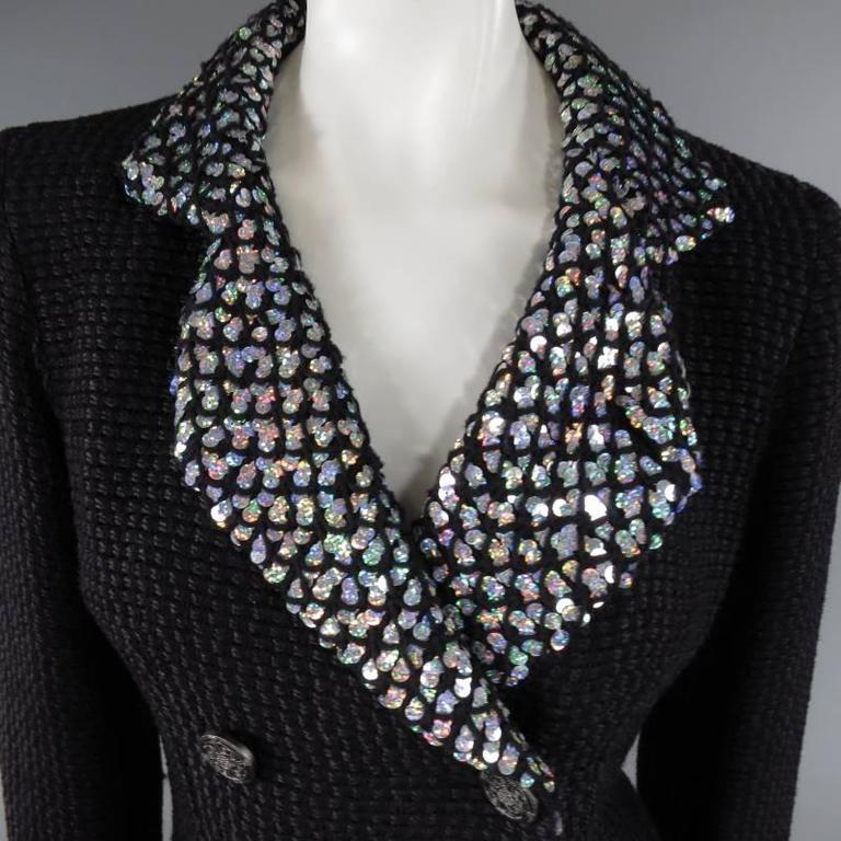 CHANEL 6 Black Woven Silver Holographic Sequin Shanghai Pre-Fall 2010 ...