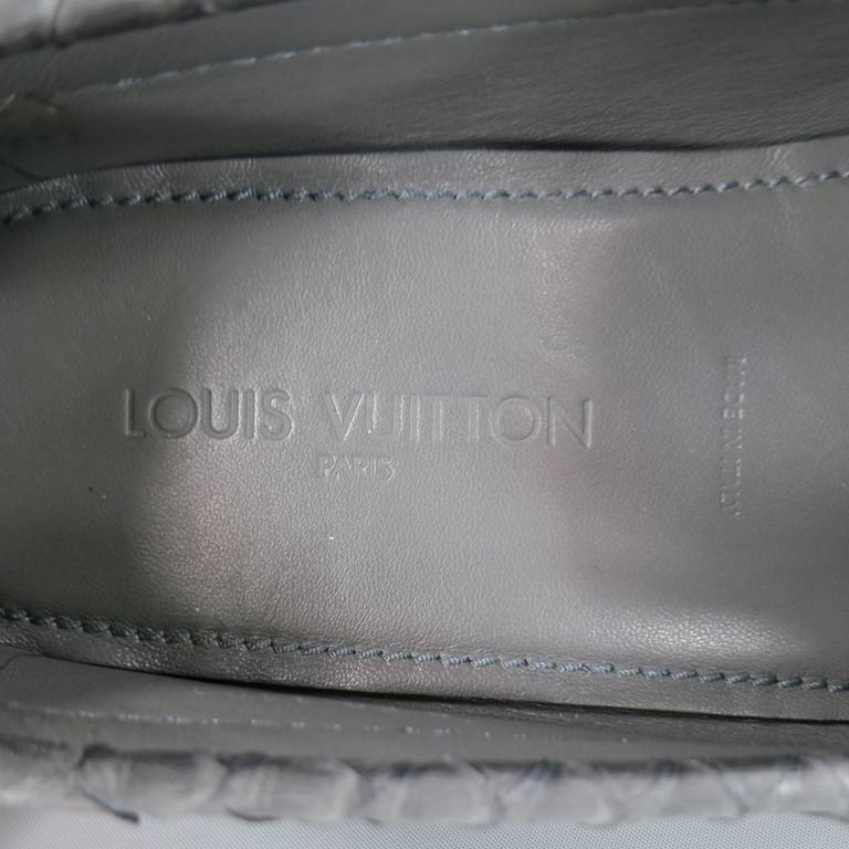 LOUIS VUITTON Size 12.5 Gray Snake Skin LV Driver Loafers at 1stDibs ...