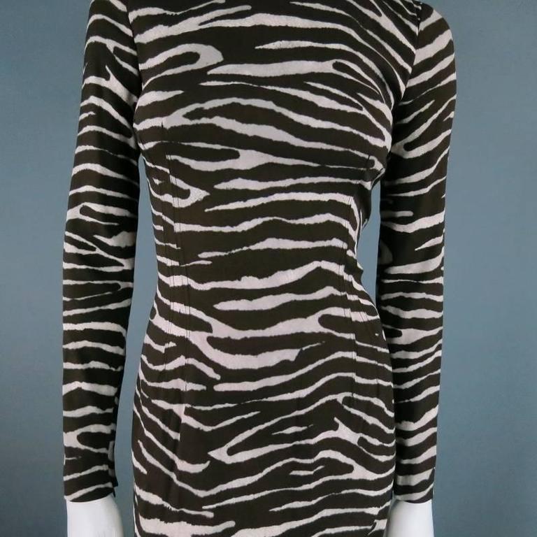 MICHAEL KORS Size 4 Ivory Rayon Blend Zebra Print Maxi Dress at 1stDibs