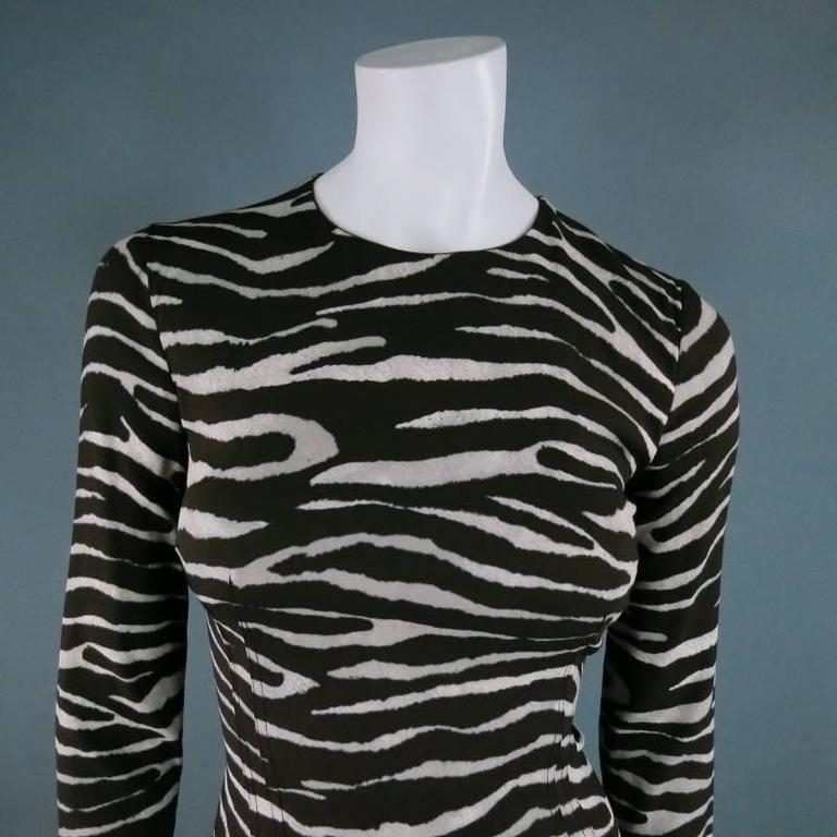 MICHAEL KORS Size 4 Ivory Rayon Blend Zebra Print Maxi Dress at 1stDibs