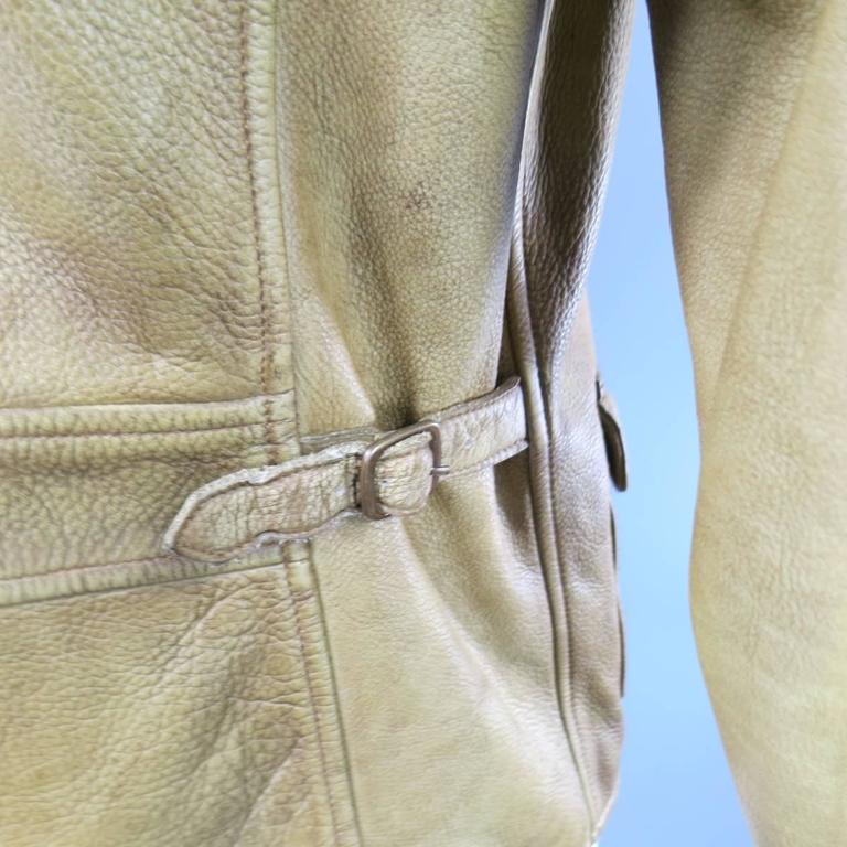 Men's RRL by RALPH LAUREN 42 Distressed Beige Leather Patch Pocket ...