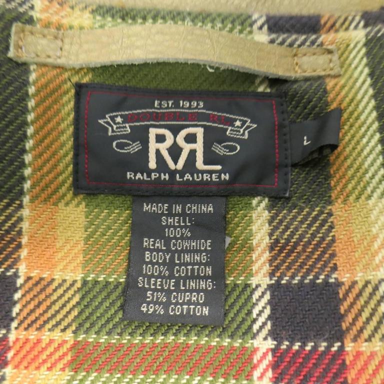 Men's RRL by RALPH LAUREN 42 Distressed Beige Leather Patch Pocket ...