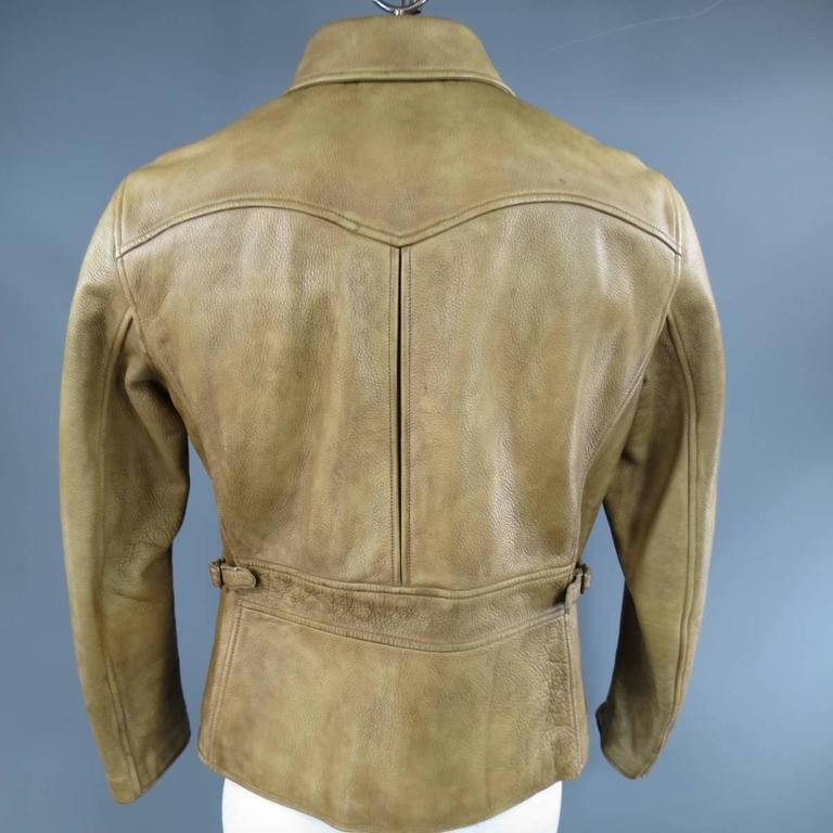 Men's RRL by RALPH LAUREN 42 Distressed Beige Leather Patch Pocket ...