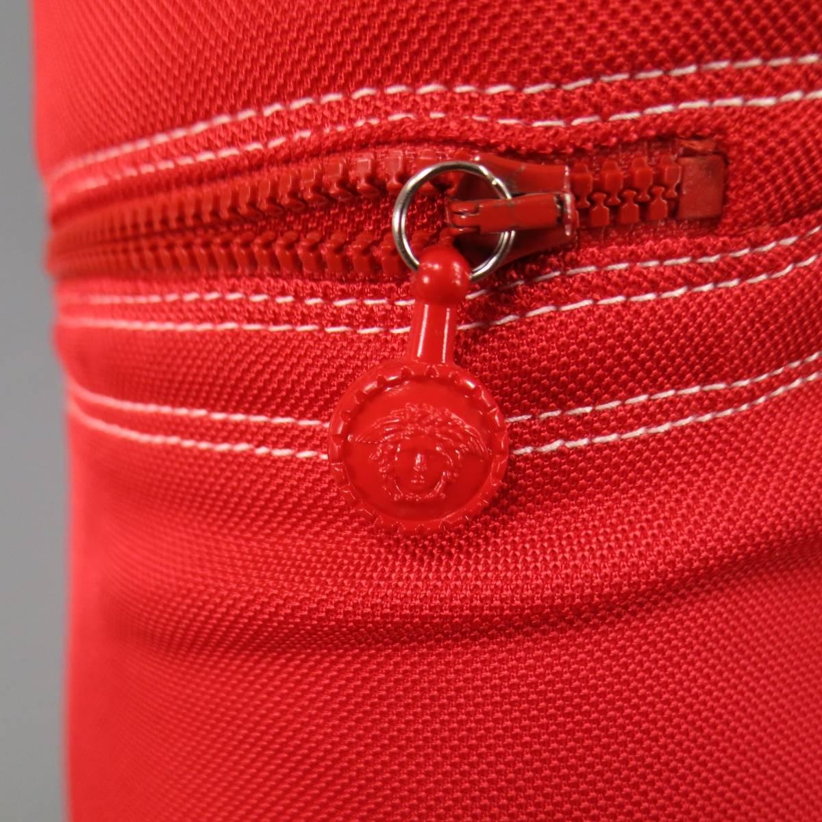 1990s GIANNI VERSACE Size 4 Red Viscose Contrast Stitch Zip Pockets ...