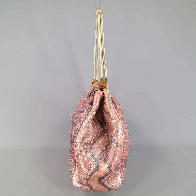 GIANNI VERSACE Metallic Pink Python Gold Leather Knot Handle Bag at ...
