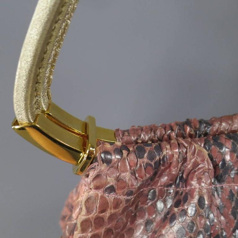 GIANNI VERSACE Metallic Pink Python Gold Leather Knot Handle Bag at ...
