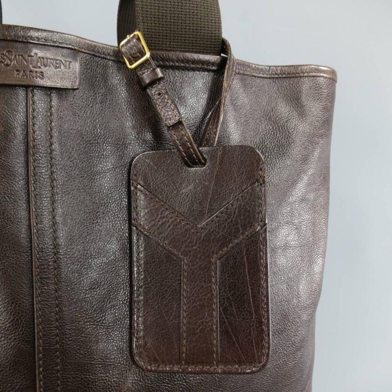 YVES SAINT LAURENT Brown Leather Luggage Tag Tote Bag at 1stDibs | ysl ...