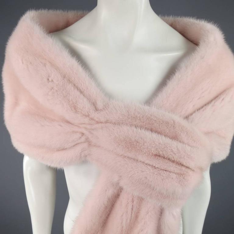 MONIQUE LHUILLIER Size Dusty Rose Pink Mink Fur Wrap Stole at 1stDibs ...