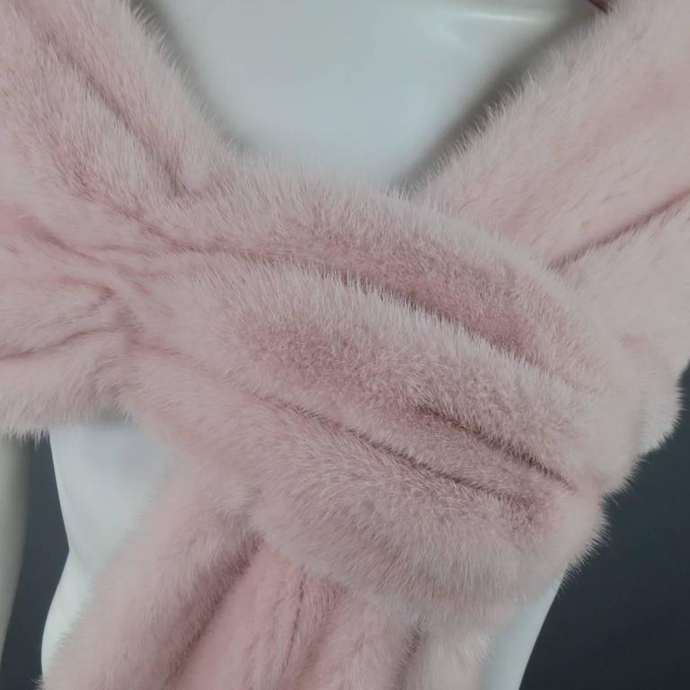 MONIQUE LHUILLIER Size Dusty Rose Pink Mink Fur Wrap Stole at 1stDibs ...