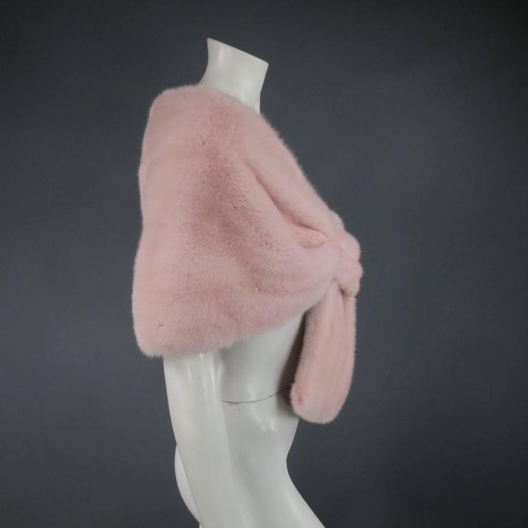 MONIQUE LHUILLIER Size Dusty Rose Pink Mink Fur Wrap Stole at 1stDibs ...
