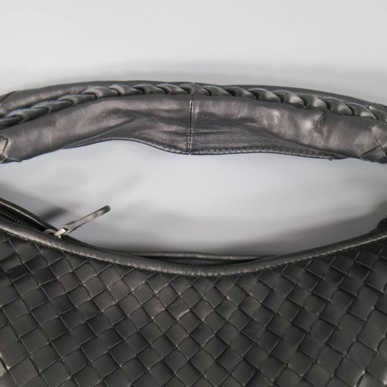 New BOTTEGA VENETA Black Intrecciato Woven Leather Large Hobo Bag at ...