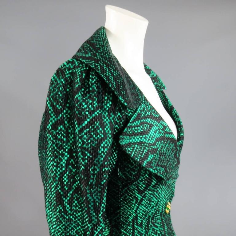 Vintage YVES SAINT LAURENT Size 6 Green Textured Python Print Gold ...