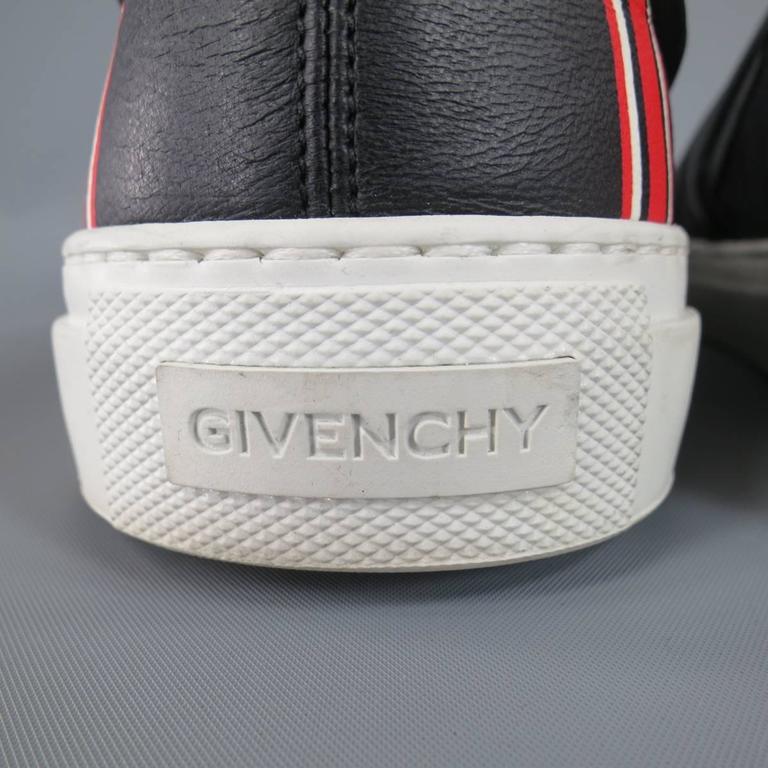 GIVENCHY Size 12 Black Red and White Stars and Stripes Leather Slip On ...