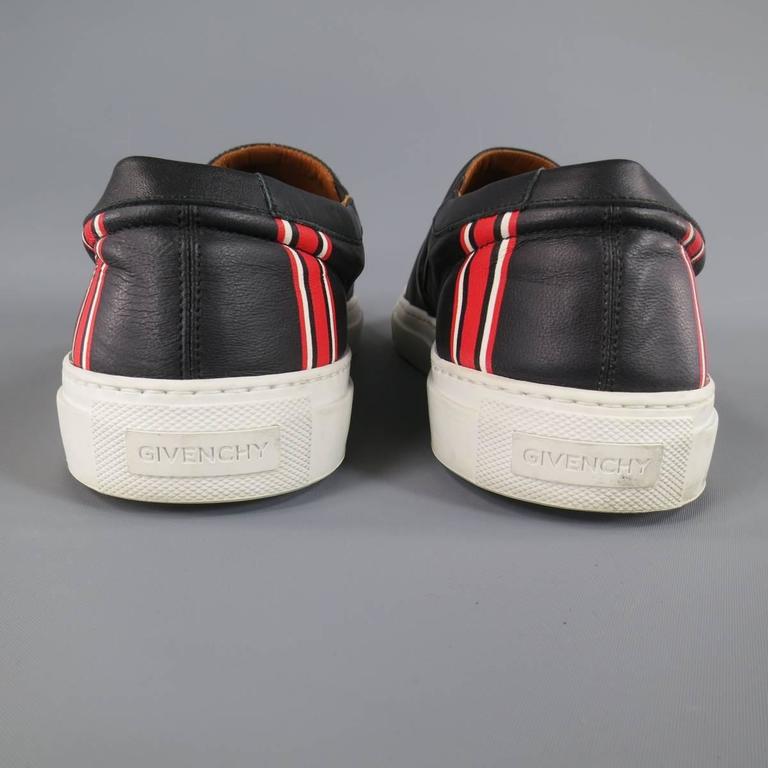 GIVENCHY Size 12 Black Red and White Stars and Stripes Leather Slip On ...