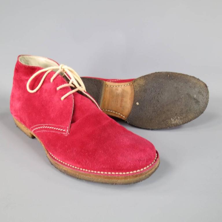 Men's JIL SANDER Boots Size 8 Red Suede Crepe Sole Chukka Shoes For ...