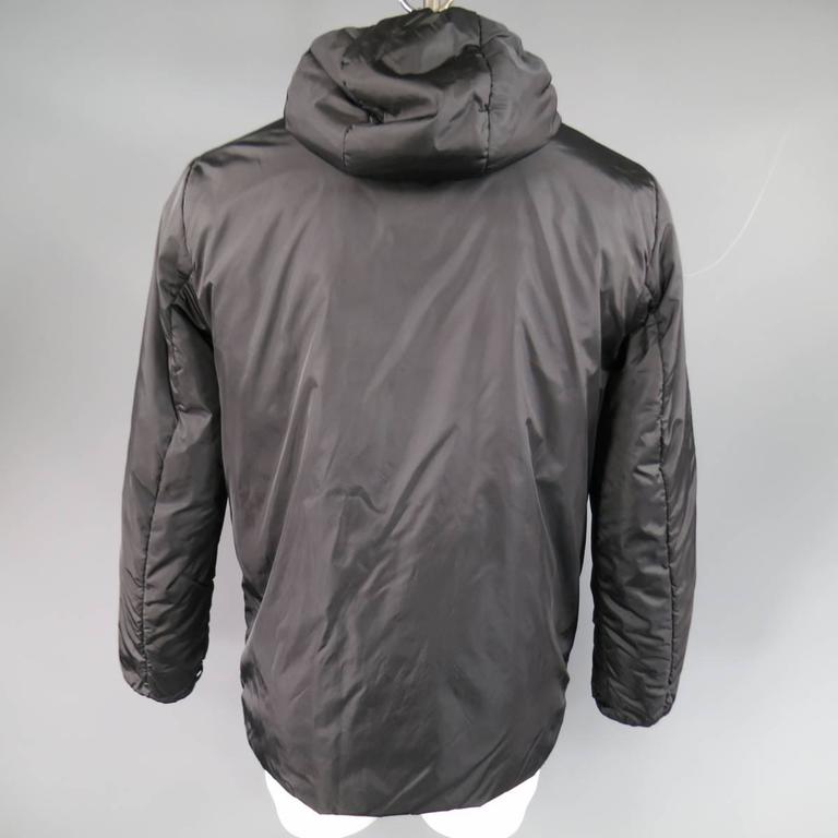 Men's PRADA 40 Black Nylon Double Layered Hooded Rain Jacket at 1stDibs ...