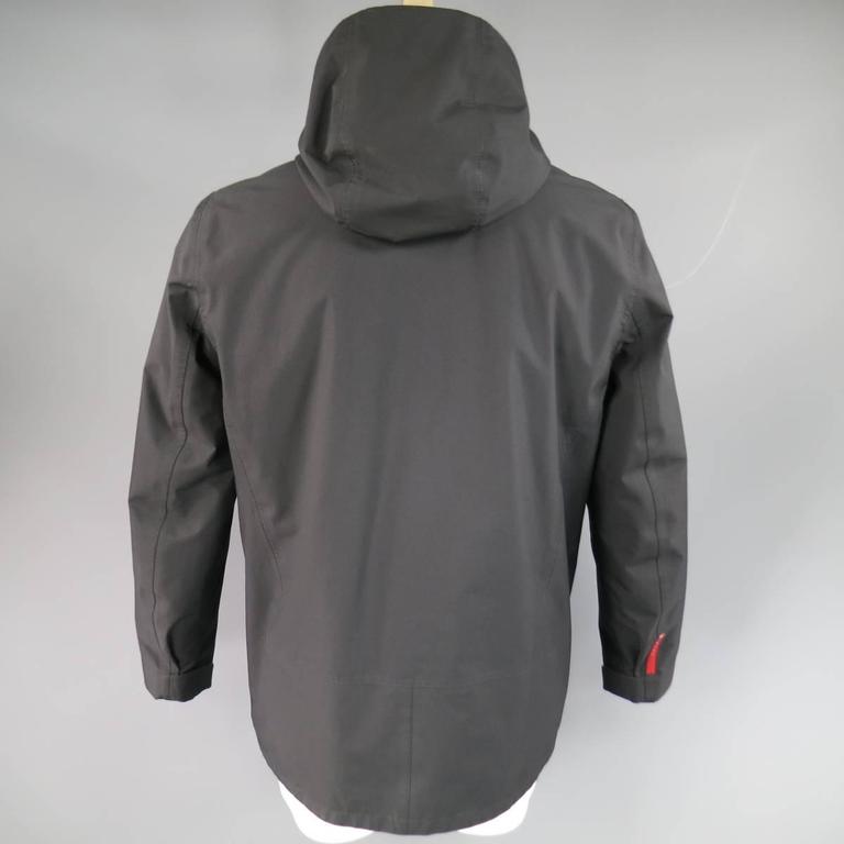 Men's PRADA 40 Black Nylon Double Layered Hooded Rain Jacket at 1stDibs ...
