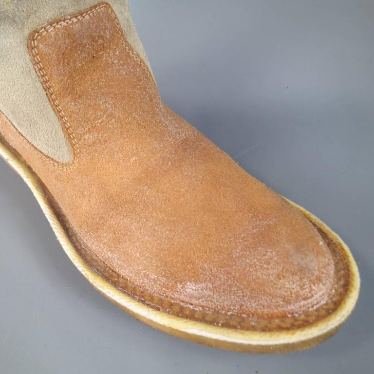 Men's KAPITAL Size 9 Tan and Gray Suede Calf High Popeye Boots at ...