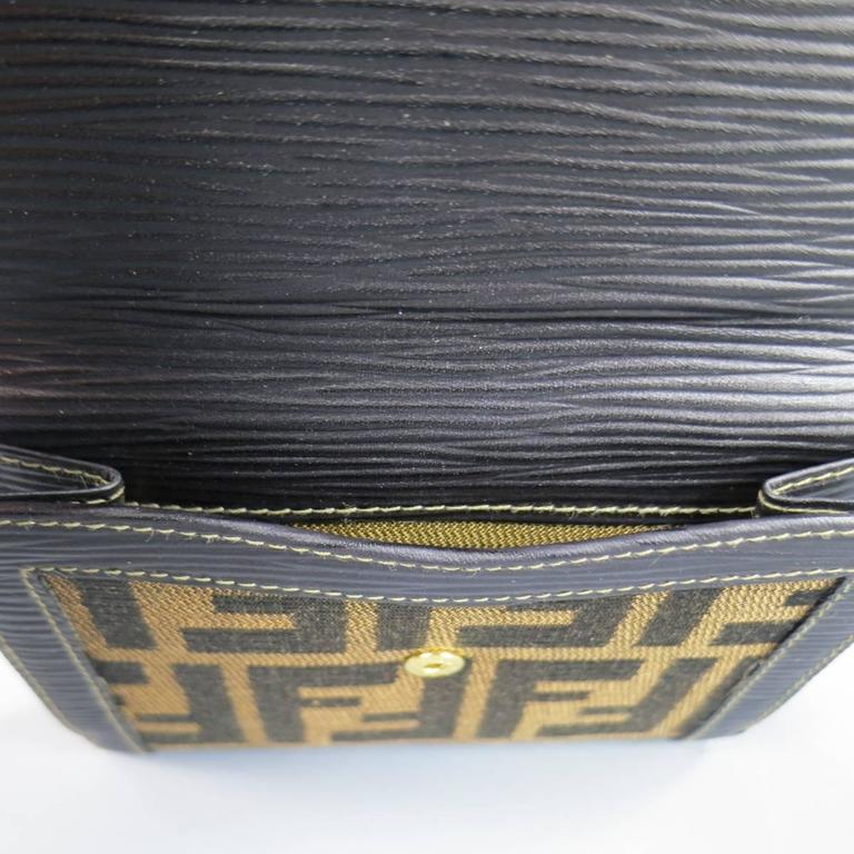 FENDI Brown and Black Monogram Canvas and Epi Leather Snap Wallet at ...