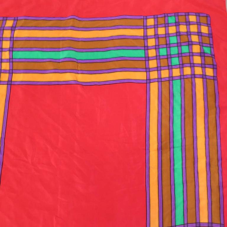 Vintage YSL YVES SAINT LAURENT Red Purple Orange and Green Color Block ...