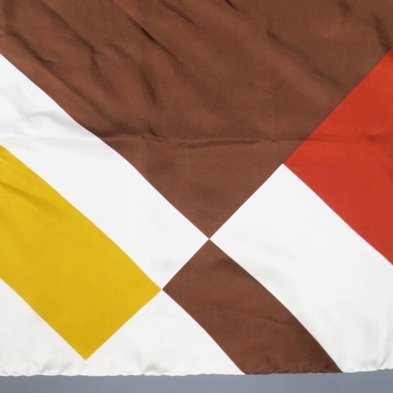 Vintage BALLY Brown Cream and Gold Color Block Silk Scarf at 1stDibs ...