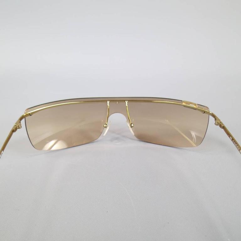 GUCCI 1719 Gold Tone Metal Rose Gold Gradient Shield Sunglasses at ...