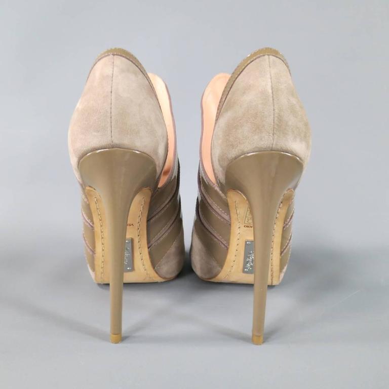 ALEJANDRO INGELMO Size 7 Taupe Suede 'Origami' Peep Toe Boots For Sale ...