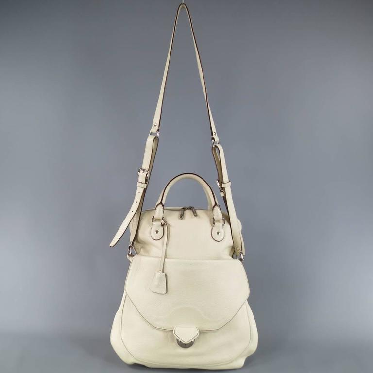 DOLCE and GABBANA Cream Textured Leather Miss Catch Fold Over Handbag ...