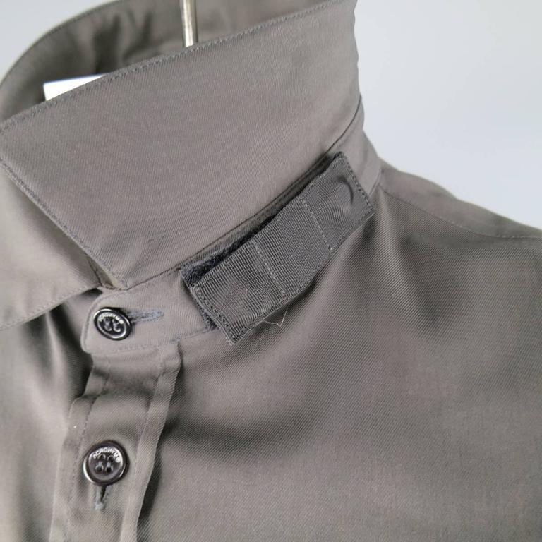Men's ACRONYM Size M Charcoal Stretch Twill Short Sleeve Velcro Pocket ...